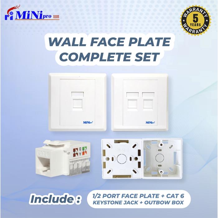 Jual Minipro Wall Face Plate + Cat6 Modular + Outbow Box Complete Set ...