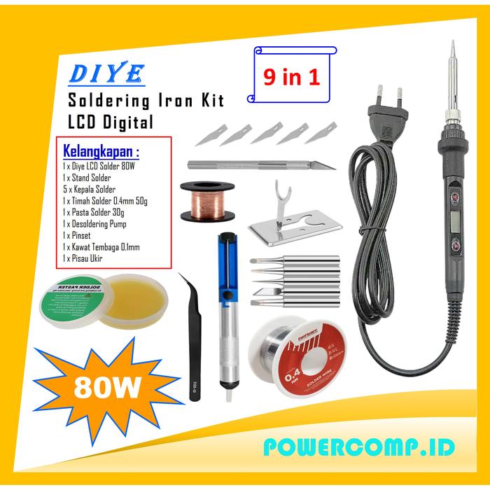 Jual Solder Listrik 80 watt! Paker Solder set Lengkap!Paket Solder 9 in ...