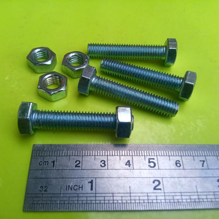 Jual BAUT M8X40 PUTIH KUNCI 13 PANJANG 4CM / BAUT MUR PUTIH M8 X 40 ...