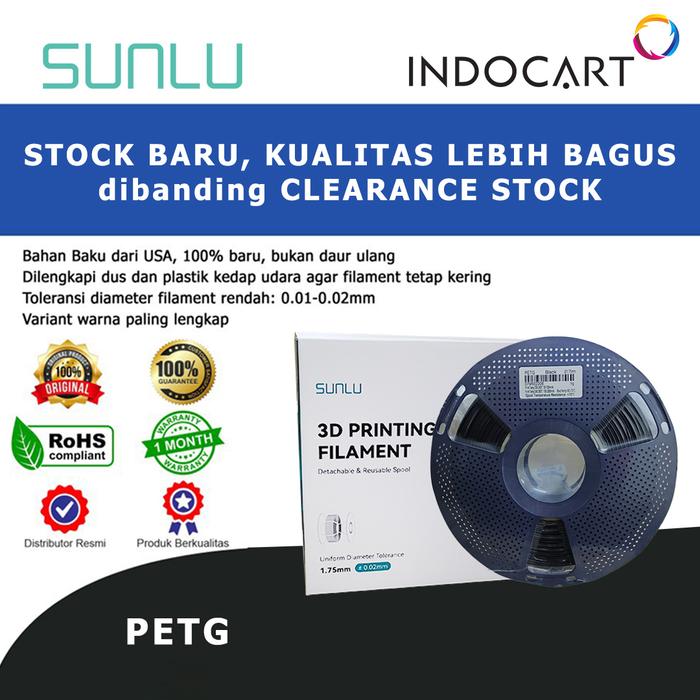 Jual 3D Printer Filament SUNLU PETG Highly Durable and Heat Resistant 1 ...