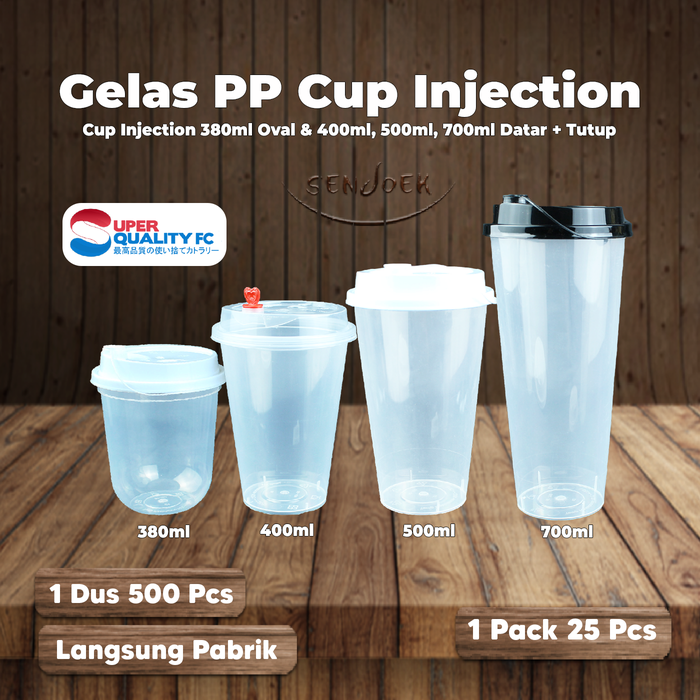 Promo Cup Injection 380ml 12oz Oval & 500ml 16oz / 700ml 24oz Datar ...