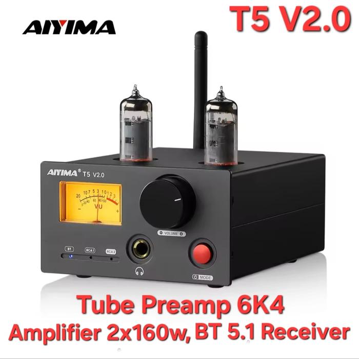 Jual AIYIMA T5 V2.0 Tube Preamp, Amplifier 2x160w & BT 5.1 QCC3034 ...