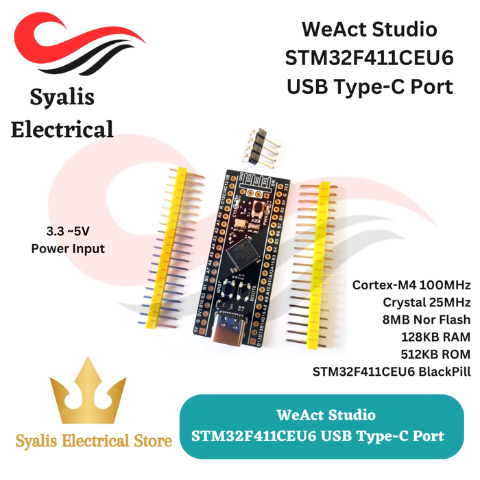 Jual WeAct Studio STM32F411CEU6 STM32 BlackPill with USB TYPE-C Port ...