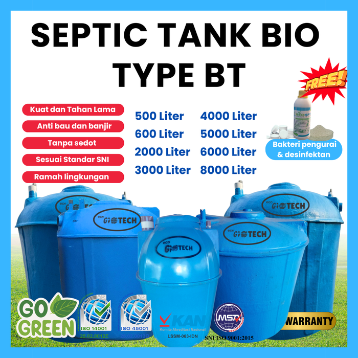 Jual Septic Tank Bio Tipe BT Bahan Fiber Volume Tangki 500 Liter, 600 ...