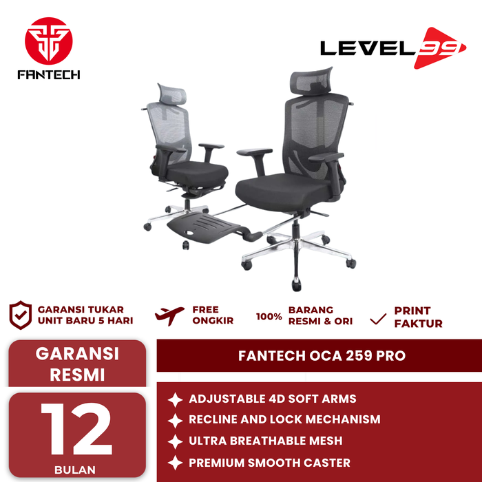 Promo Fantech OCA259 PRO Premium Office Chair - Abu-abu Cicil 0% 3x ...