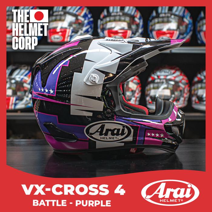Jual ARAI VX4 BATTLE PURPLE FULL FACE CROSS TRAIL ORIGINAL PREMIUM ...