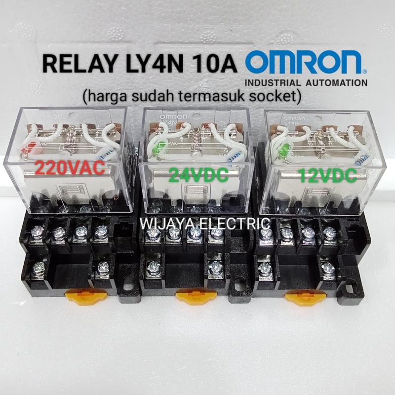 relay Omron ly4/ly4n 220vac 14kaki 10a+socket - Shop | Tokopedia