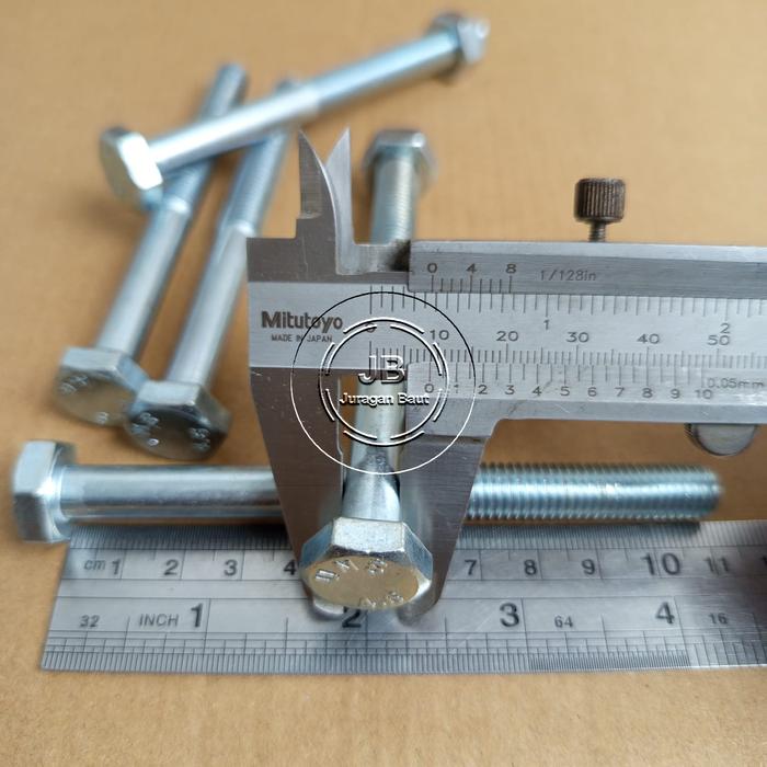 Jual BAUT MUR M10X110 PANJANG 11CM 11 CM KUNCI 17 110MM MM PUTIH BAUD ...