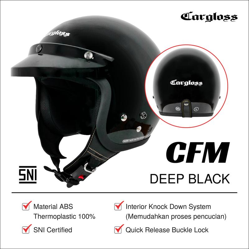 Cargloss CFM Retro Helm Half Face - Deep Black - Shop | Tokopedia