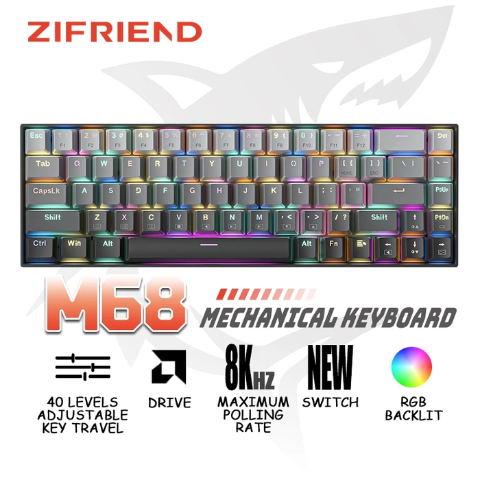 Promo ZIFRIEND M68 Magnetic Switch Keyboard Hall Effect Switch 65% ...