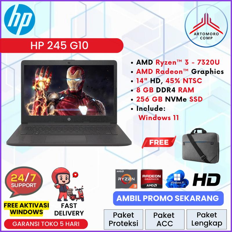 HP Laptop 245 G10 Ryzen 3 7320 8GB 256SSD 14" HD Windows 11 Resmi ...
