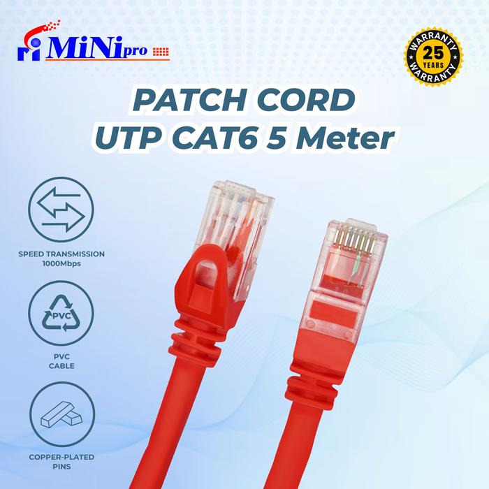 Jual Minipro Kabel LAN UTP Cat6 Patch Cord 5m - Black - Jakarta Pusat ...