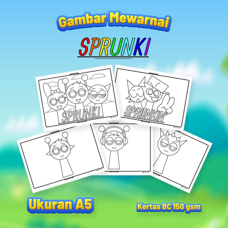 Gambar Mewarnai SPRUNKI Isi 20 Lembar Kertas BC Tebal - Shop | Tokopedia