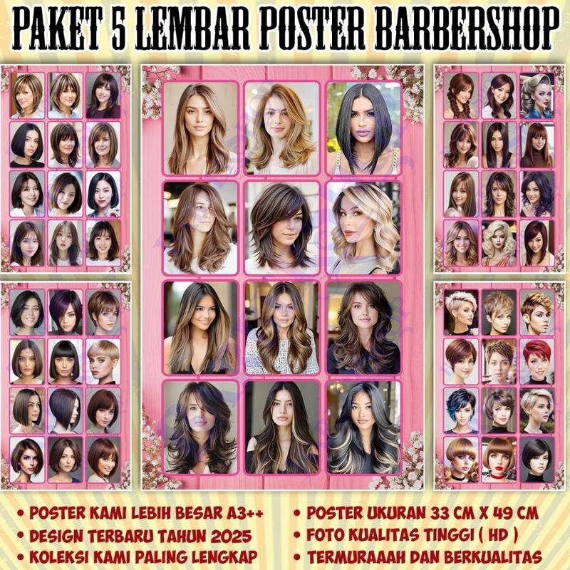 Poster Salon Model Rambut Wanita - Paket 5 Lembar Harga - 5P - Shop ...