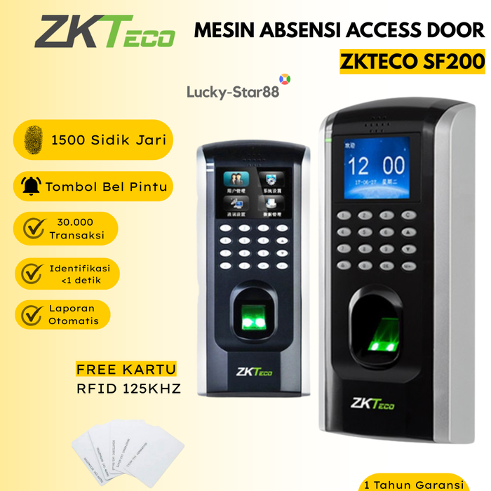 Jual Mesin Absensi Sidik Jari Fingerprint ZKTECO SF200 Access Door ...