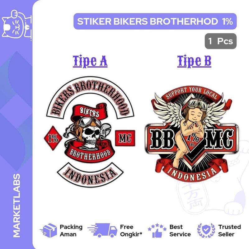 Stiker bikers brotherhood 1% one percent - Shop | Tokopedia