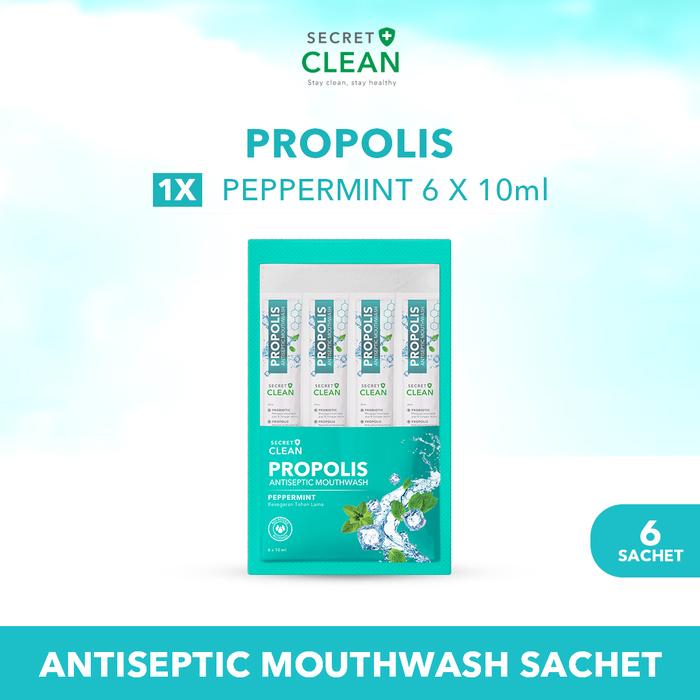 Promo Secret Clean Propolis Mouthwash Sachet Peppermint 10ml x 6 sachet ...
