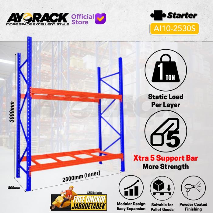 Promo AYORACK PALLET RACKING 1 TON AI10-2530S - RAK PALET HEAVY DUTY 3 ...