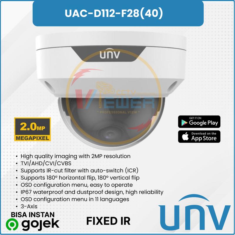 UAC-D112-F28(40) 2MP Uniview Kamera Indoor HD IR Fixed Dome Analog - Shop | Tokopedia