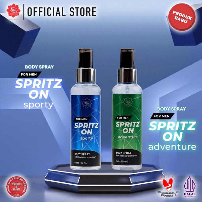 Jual Viva Body Spray Spritz On For Men with Antibacterial Active ...