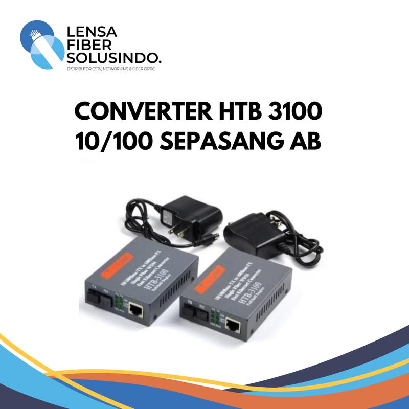 Netlink HTB 3100 Media Converter 10/100Mbps Sepasang AB Fiber Optic ...