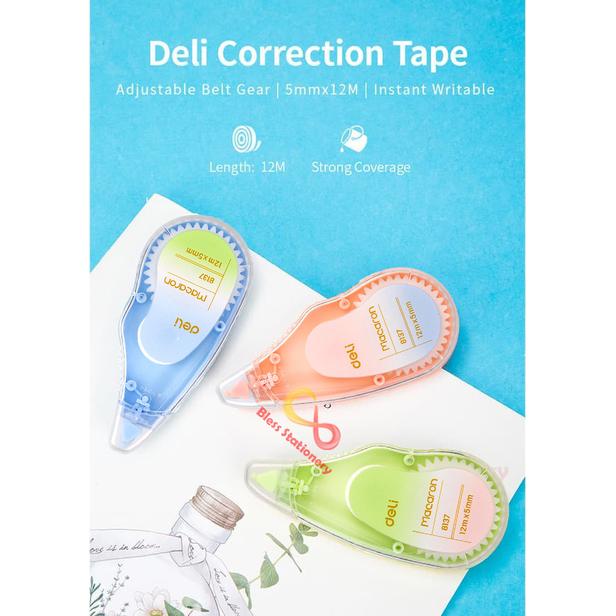 Promo DELI Correction Tape 12m - tipex kertas tipx tip-ex fancy murah ...