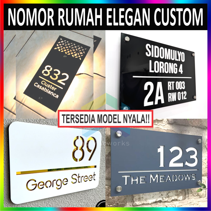 Promo Nomor Rumah Minimalis Modern Exclusive Doff Elegan - Nyala Neon ...