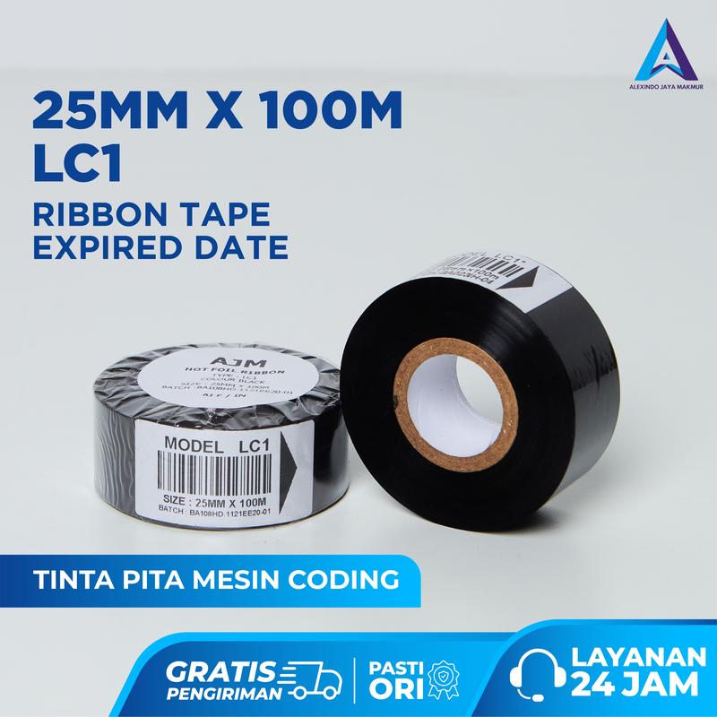 Ribbon Tape 25mm x 100 m LC1 Pita Coding Cetak Expired Date - Shop ...