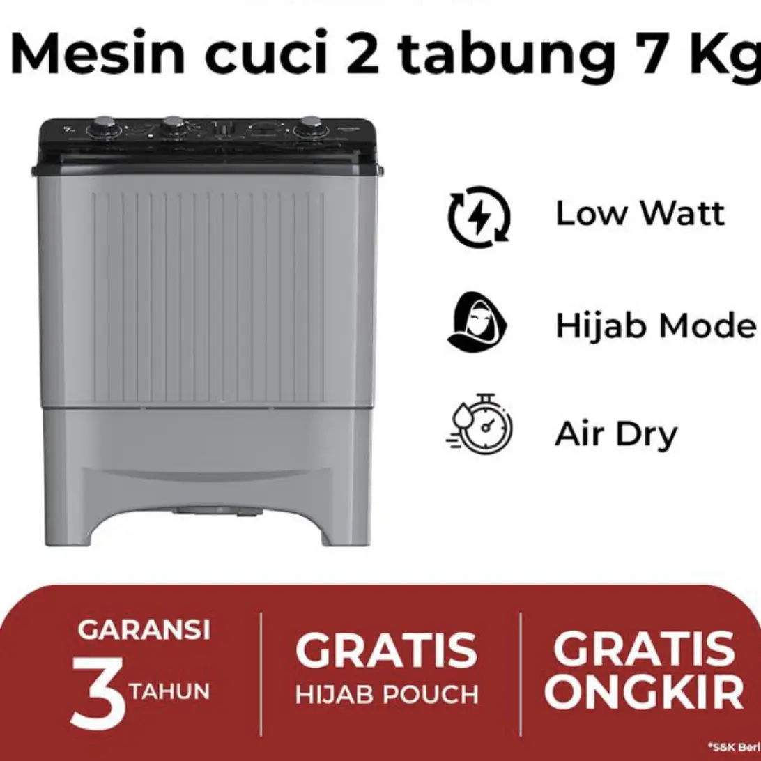 (AMPLOP BON) MESIN CUCI POLYTRON PWM 7081 PRIMADONA GIANT SERIES 7KG 2 ...