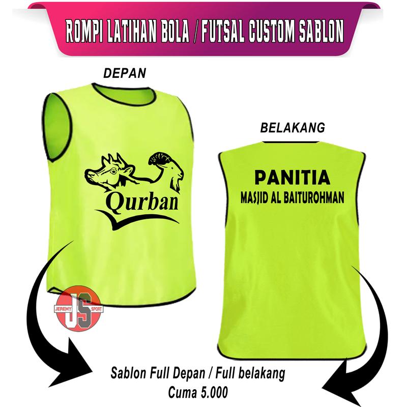 Rompi Bola - Rompi Futsal TEBAL ukuran L Plus Sablon 1 Warna - Shop ...
