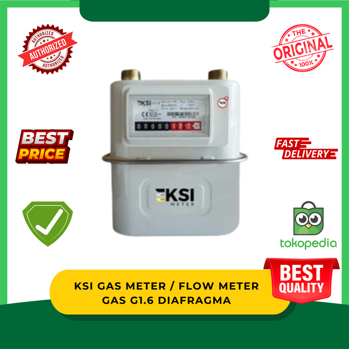 Jual GAS METER / FLOW METER GAS G1.6 DIAPHRAGMA MERK KSI + RESIDENTIAL ...