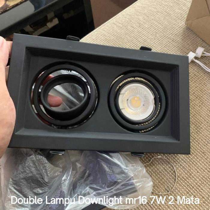 Jual Double Downlight LED Lampu Plafon Inbow 2 Mata Kotak Hitam inbow ...