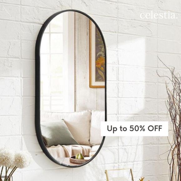 Cermin Dinding Oval Kapsul Frame Aesthetic List Hitam Putih Kayu PVC ...