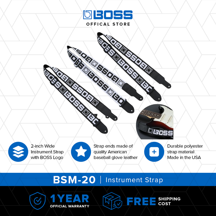 Promo BOSS Straps for Guitar/Bass/Instruments BSM-20 - White & Black ...