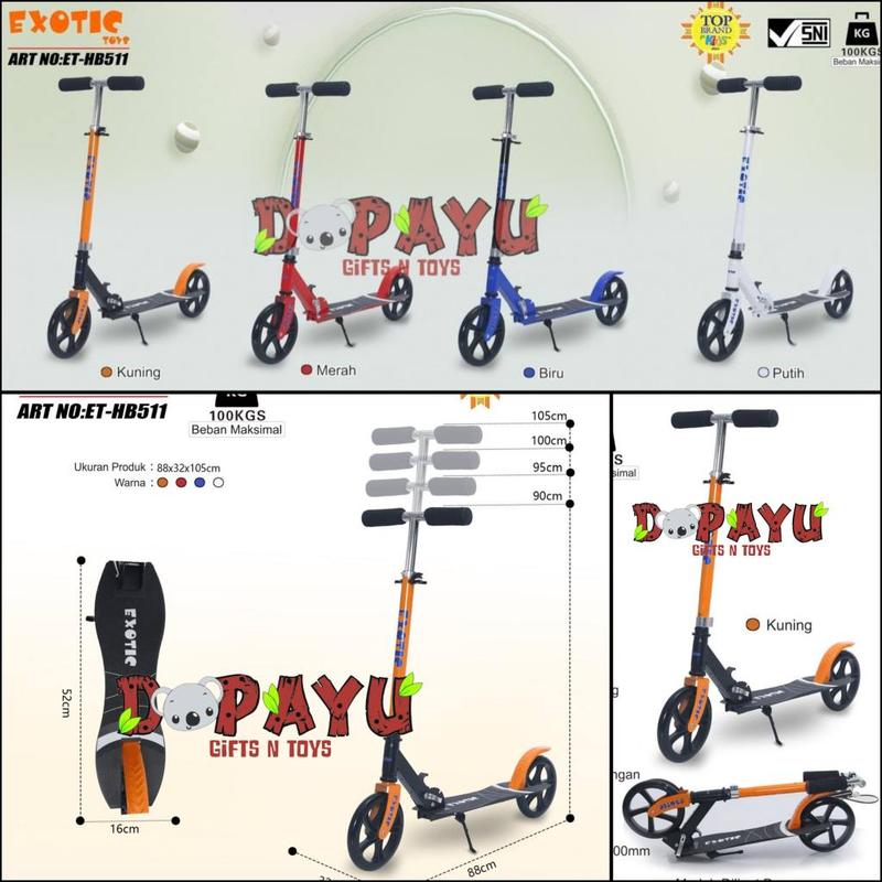 SCOOTER EXOTIC HB 511 ETHB511 OTOPED KICKBOARD SKUTER ANAK DAN DEWASA ...