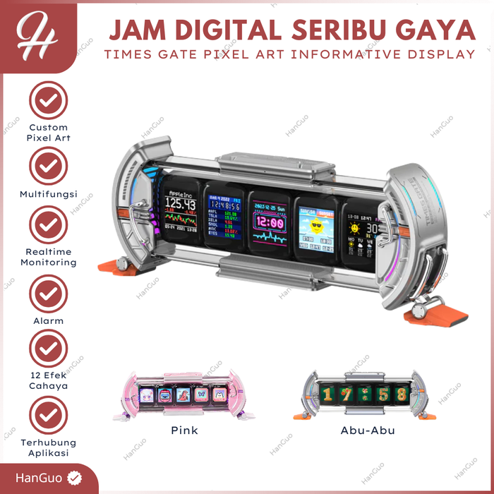 Promo Times Gate Pixel Art Informative Display Pixel Clock - Abu-abu ...