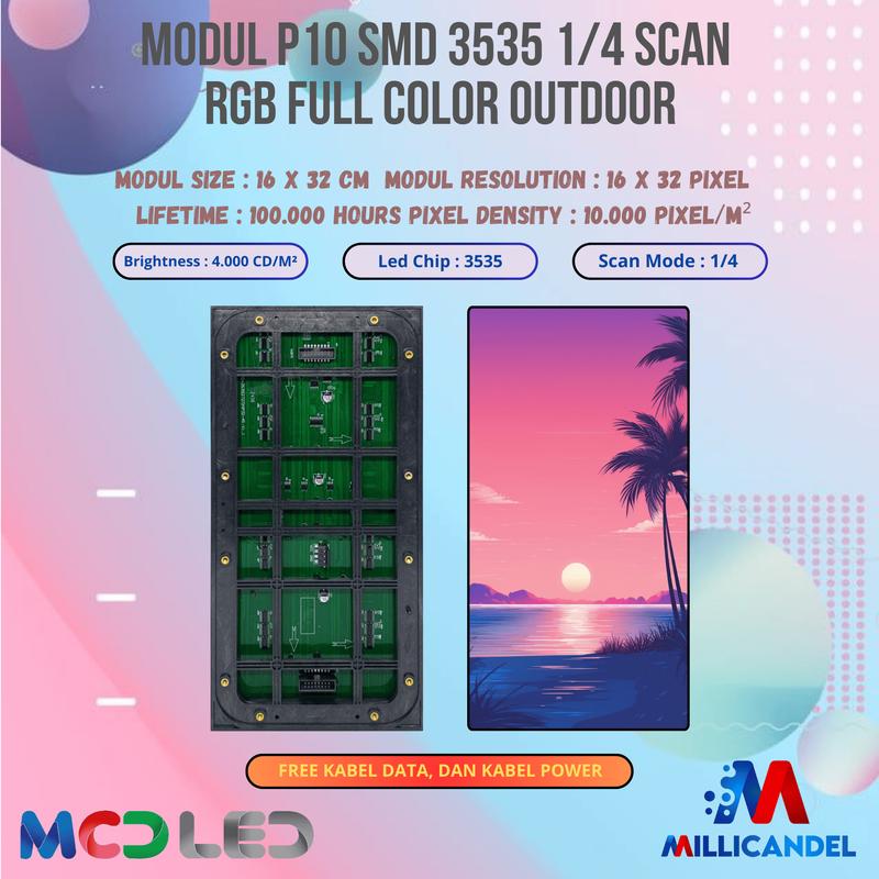 PANEL MODUL P10 SMD RGB FULL COLOR 1/4 SCAN 3535 OUTDOOR - Shop | Tokopedia