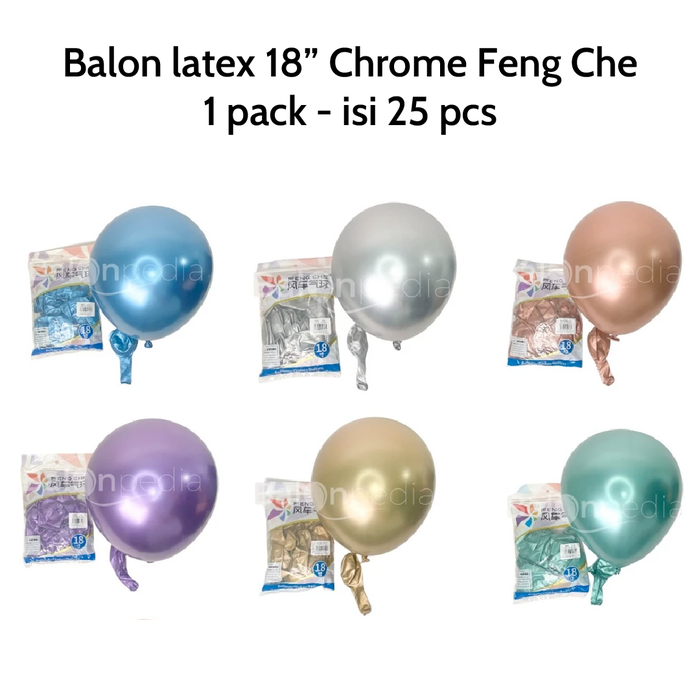 Jual (1 Pack isi 25pcs) Feng Che Balon Latex Chrome 18 Inch / Balon ...