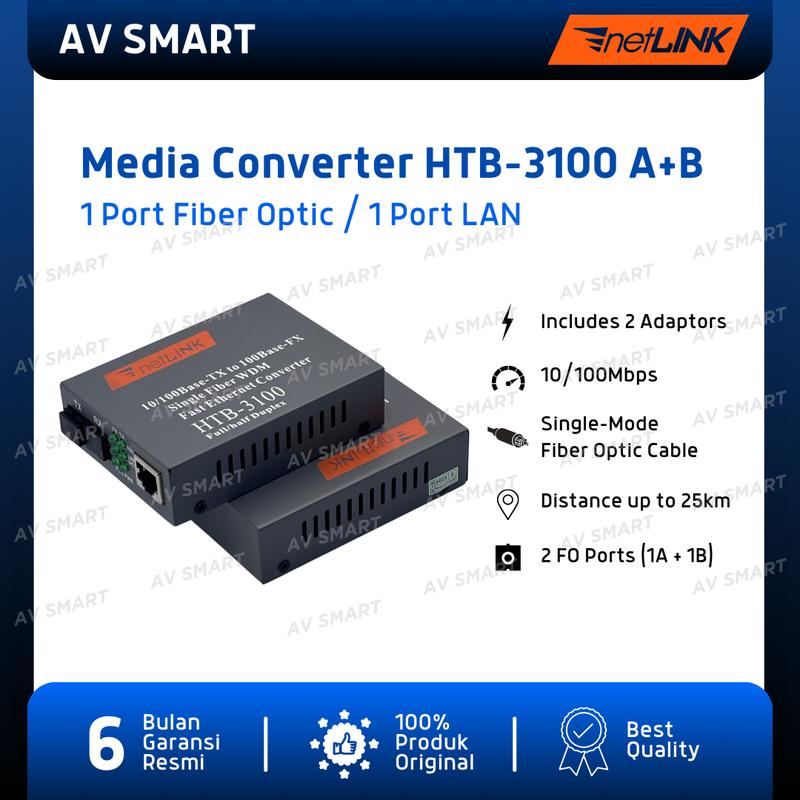 NETLINK HTB 3100 A&B MEDIA CONVERTER FO FIBER OPTIC - Shop | Tokopedia