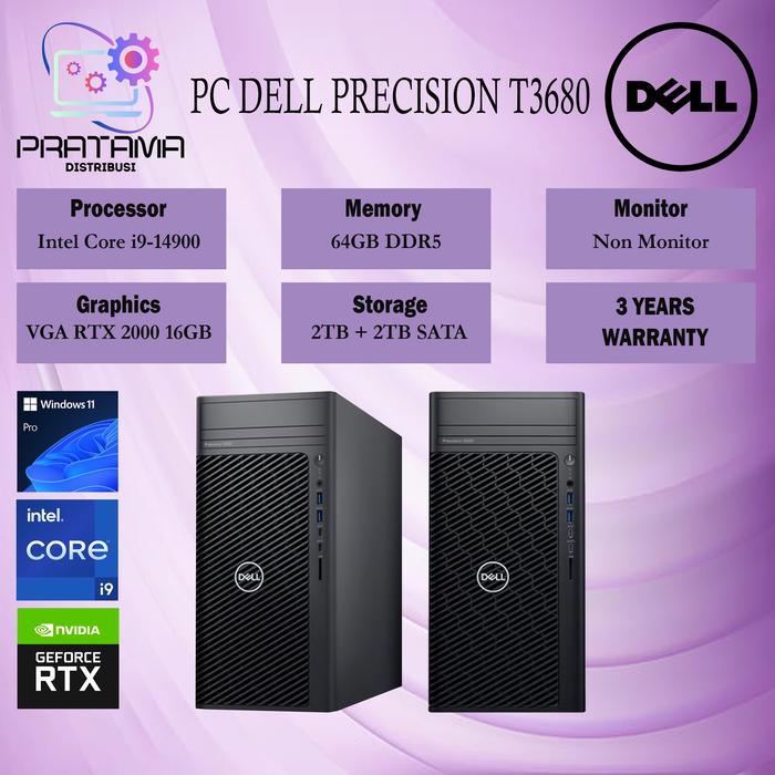 Jual PC DELL Precision T3680 i9-14900 64GB 2TB SSD + 2TB SATA DVDRW VGA ...