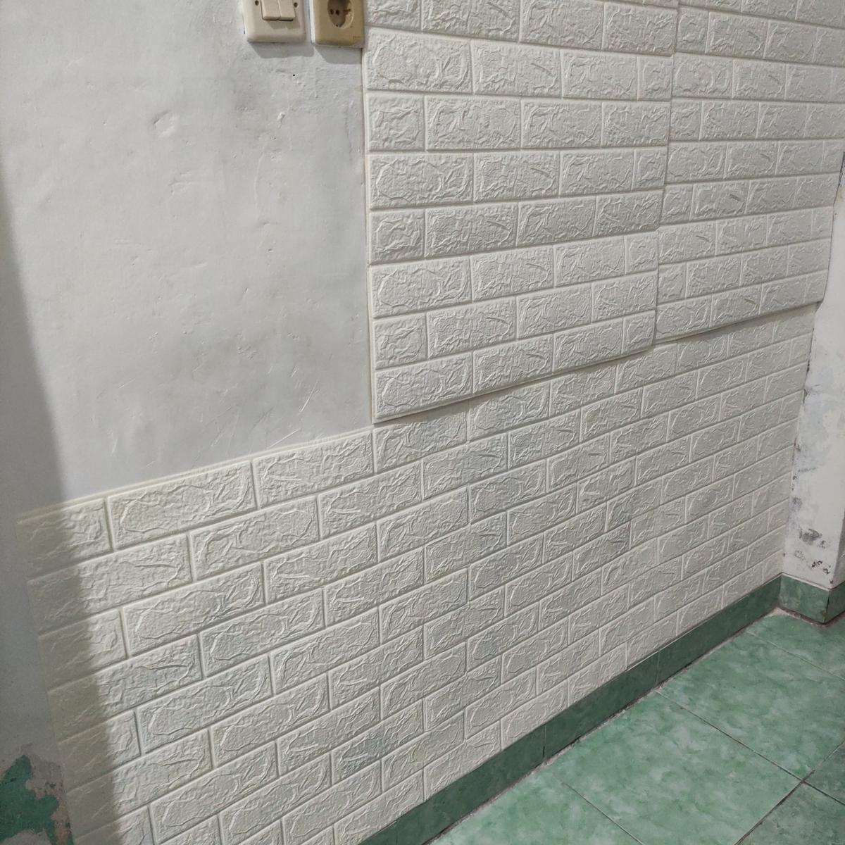 wallpaper 3D motif bata putih tebal 5 mm - Shop | Tokopedia