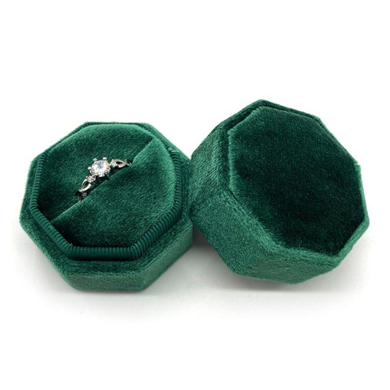 Dark Velvet Single Ring Box Octagon Wedding Ceremony Ring Box with ...