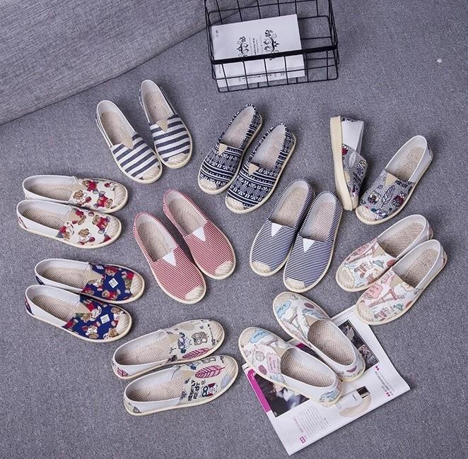 Jual SH60 Sepatu Kanvas Wanita Flat Mix Pattern Women Flat Shoe - blue ...