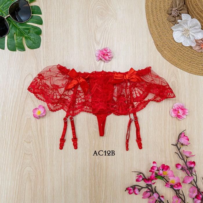 GARTER BELT STOCKING SEXY LINGERIE G-STRING SEKSI LACE MERAH - Shop ...