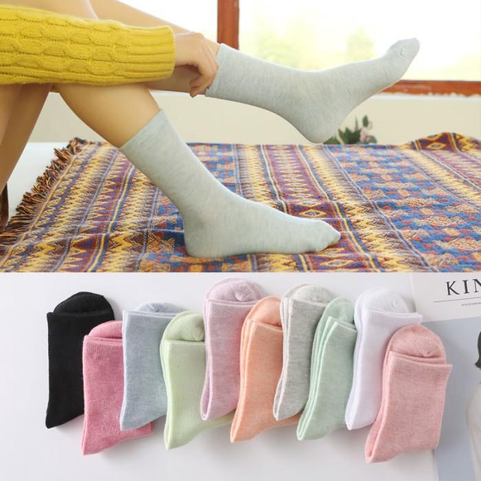 Jual KK122 Kaos Kaki Wanita Colorfull Cotton Panjang Japanese Women ...
