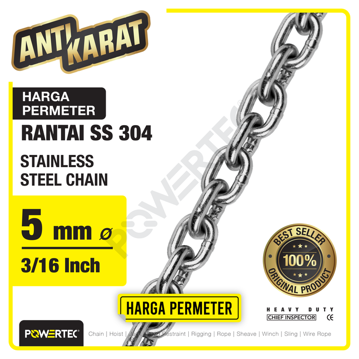 Promo Rantai SS 304 5mm Stainless Steel Chain POWERTEC - Meteran ...