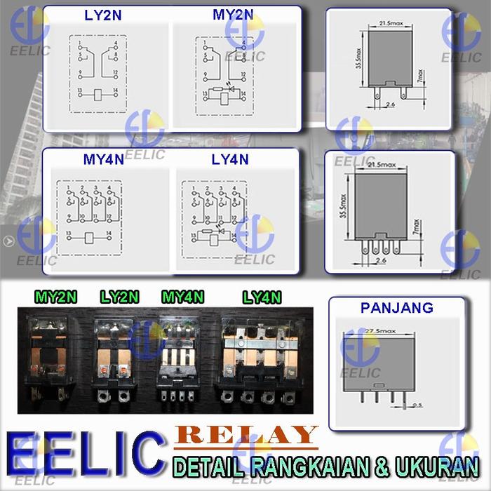 Jual EELIC REY-MY2N -PYF08 24V DC 8 PIN RELAY MY2N COIL DENGAN BASE ...