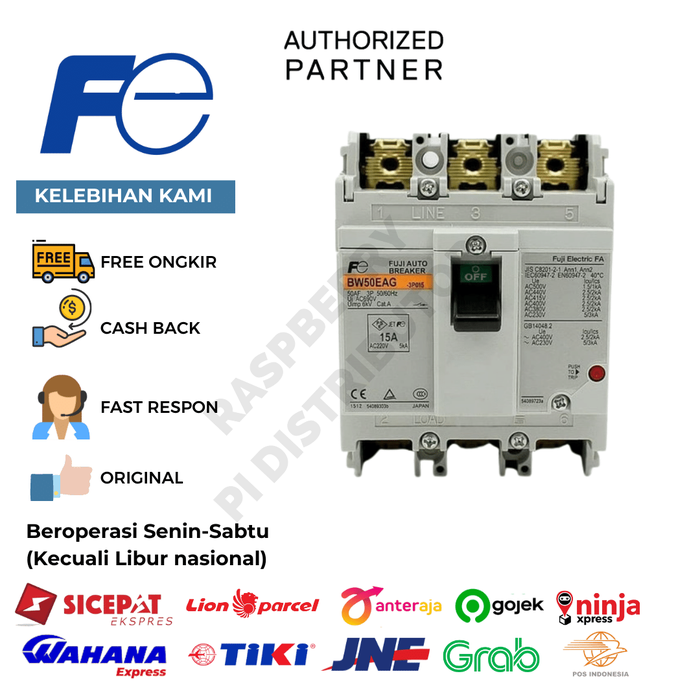Jual FUJI BW50SAG-3P020 MCCB BW SERIES 50AF 7.5kA 3P 20A - Jakarta ...