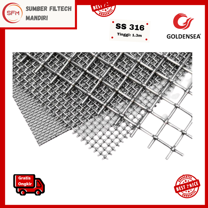 Jual Wire Mesh Saringan SS 316 #20, 40, 60, 80, 100 (Lebar 1.3m) - Mesh ...