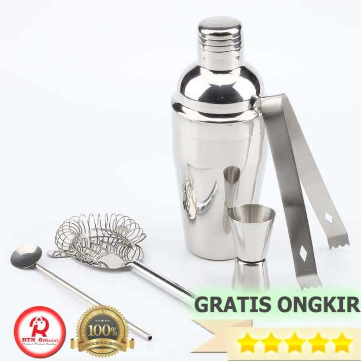 Bartender Drink Bar Set Shaker Stainless 5 in 1 - Shop | Tokopedia